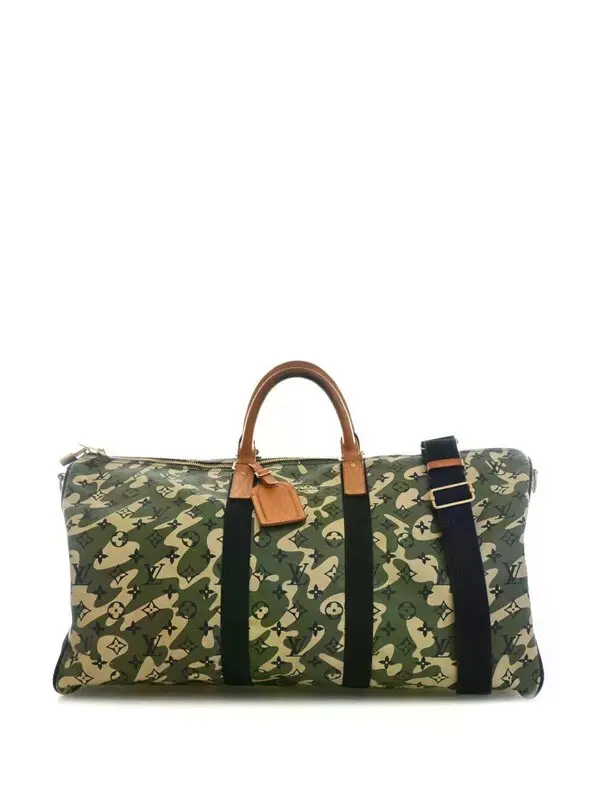 LOUIS VUITTON 2008 Takashi Murakami Monogramouflage Keepall Bandouliere 55 Satchel - Green