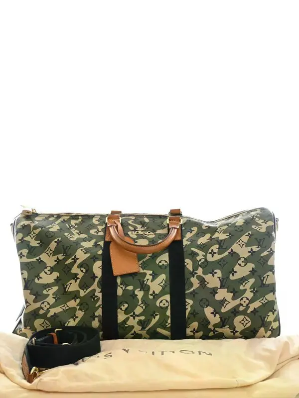 LOUIS VUITTON 2008 Takashi Murakami Monogramouflage Keepall Bandouliere 55 Satchel - Green