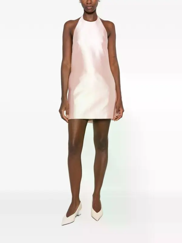 SELF-PORTRAIT Satin Halterneck Mini Dress - Pink