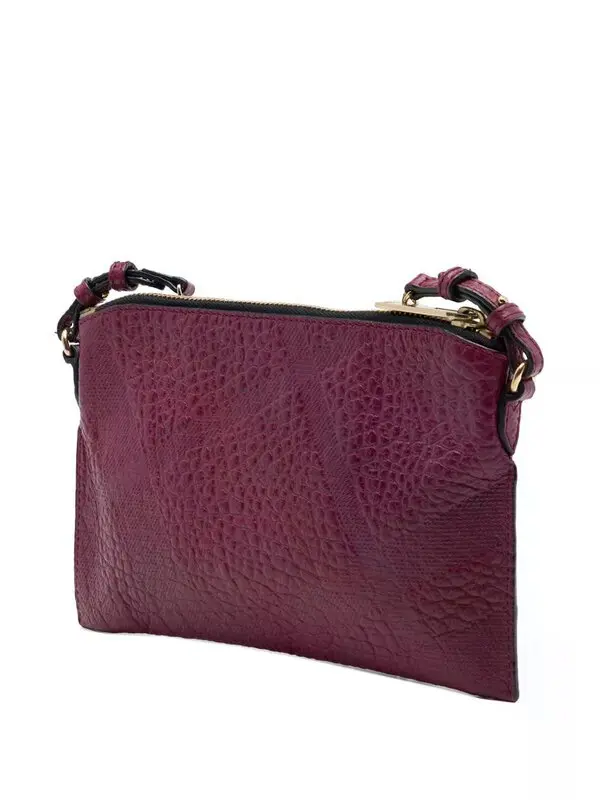 Burberry Grain Check Embossed Leather Peyton Cross Body Bag - Red