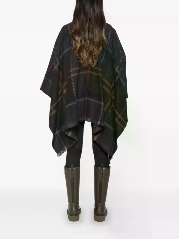 Barbour Check-pattern Fringed Cape