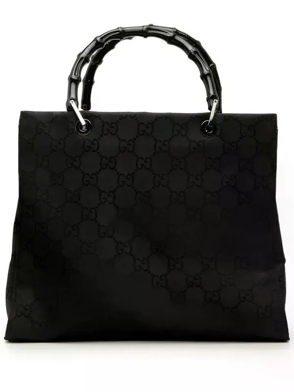 Gucci Gg Nylon Bamboo Handbag