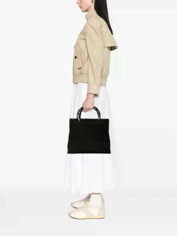 Gucci Gg Nylon Bamboo Handbag