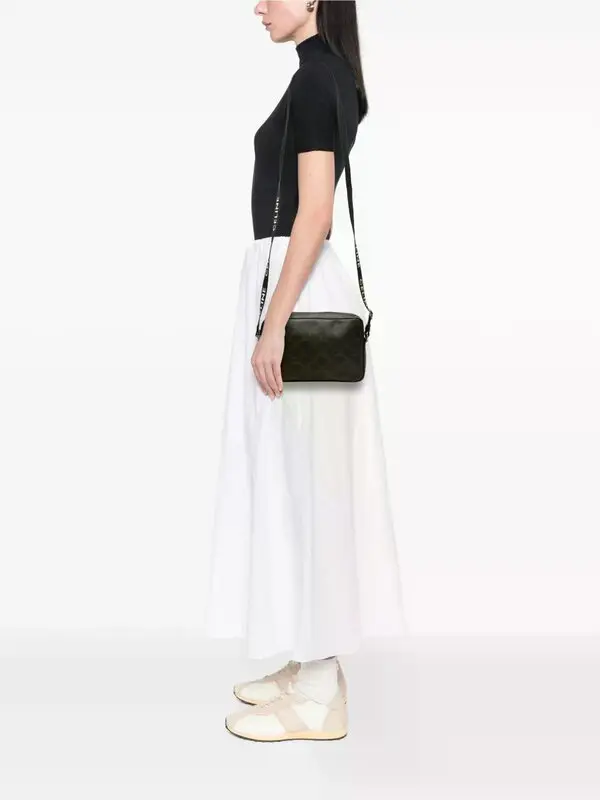 Celine 2023 Medium Triomphe Coated Canvas Messenger Bag Crossbody Bag - Black