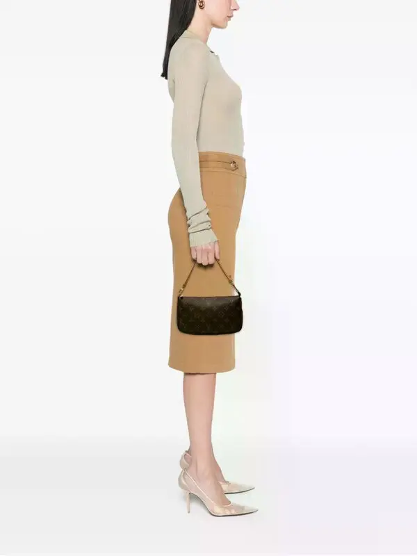LOUIS VUITTON 2002 Monogram Pochette Accessoires Shoulder Bag - Brown