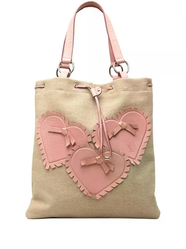 Saint Laurent Canvas Heart Kahala Tote Bag