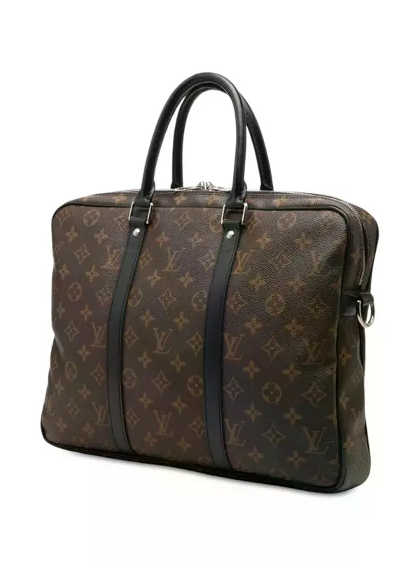 LOUIS VUITTON Monogram Macassar Porte Documents Voyage Business Bag