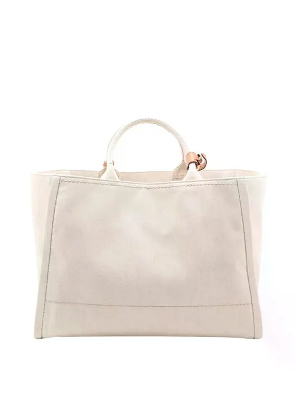 Prada 2000-2013 Large Linen And Vitello Logo Tote Bag