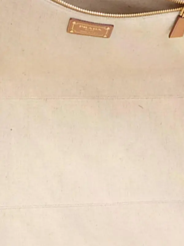 Prada 2000-2013 Large Linen And Vitello Logo Tote Bag