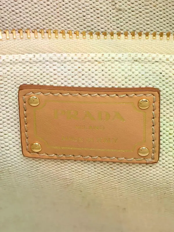 Prada 2000-2013 Large Linen And Vitello Logo Tote Bag