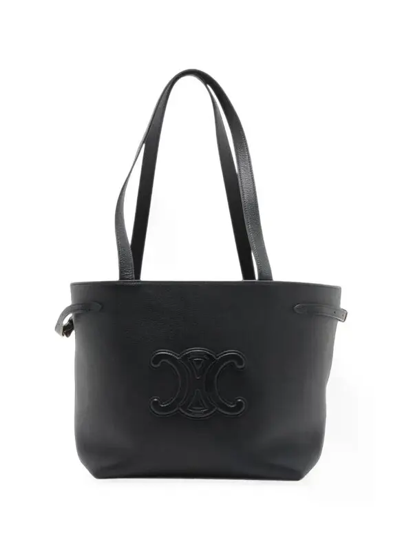 Celine 2000-2026 Small Grained Calfskin Cuir Triomphe Cabas Anais Tote Bag - Black