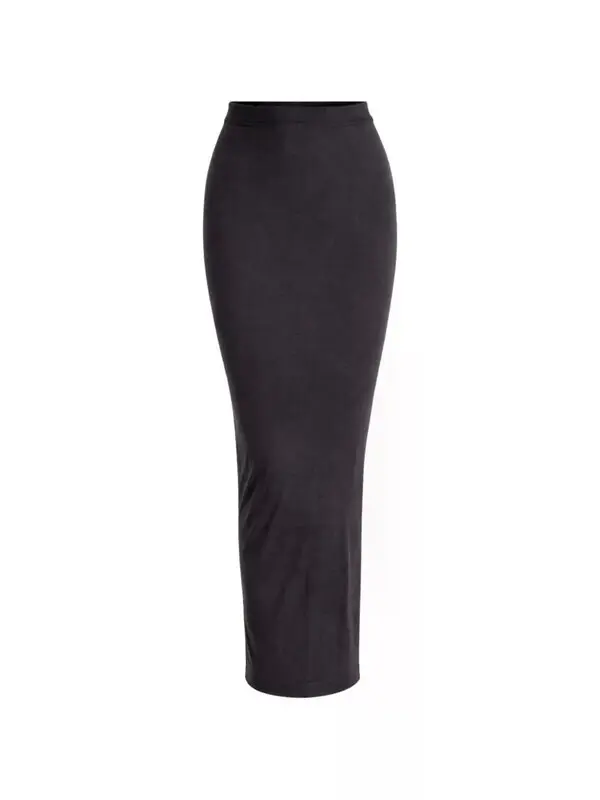 WOC Ribbed Slit-detail Midi Skirt