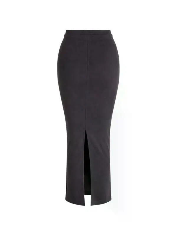 WOC Ribbed Slit-detail Midi Skirt