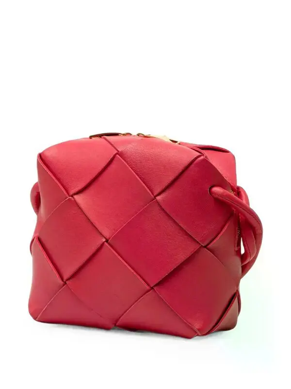 Bottega Veneta 2012-2026 Mini Lambskin Intrecciato Cassette Camera Bag Crossbody Bag - Pink