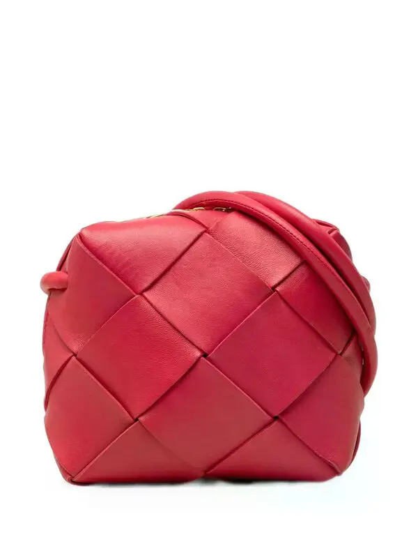 Bottega Veneta 2012-2026 Mini Lambskin Intrecciato Cassette Camera Bag Crossbody Bag - Pink