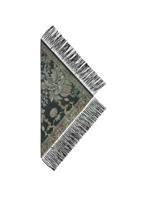 PIERRE-LOUIS MASCIA Pancake Floral-print Fringed Scarf - Black