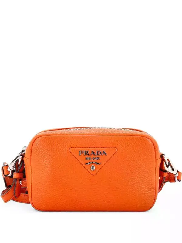 Prada Flou Camera Vitello Daino Small Cross Body Bag - Orange