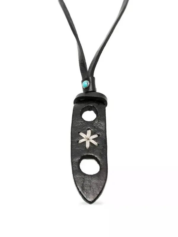 ERALDO Flower-embroidered Leather Glasses Necklace - Black