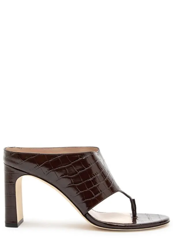 STUART WEITZMAN Babette 85 Crocodile-effect Leather Sandals