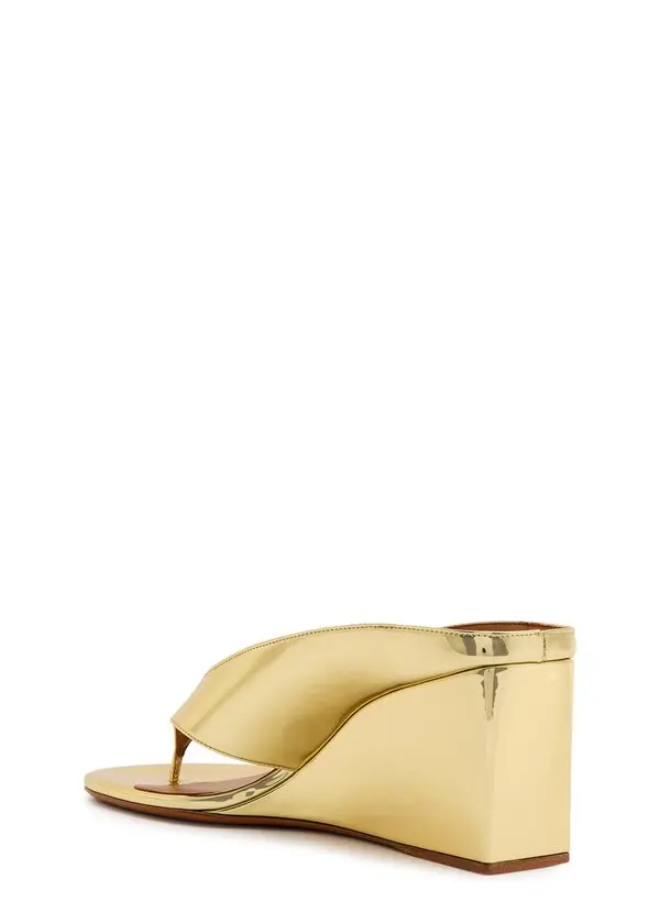 Alaïa Mirror Thong Wedge Mules