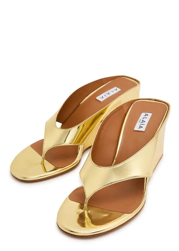 Alaïa Mirror Thong Wedge Mules