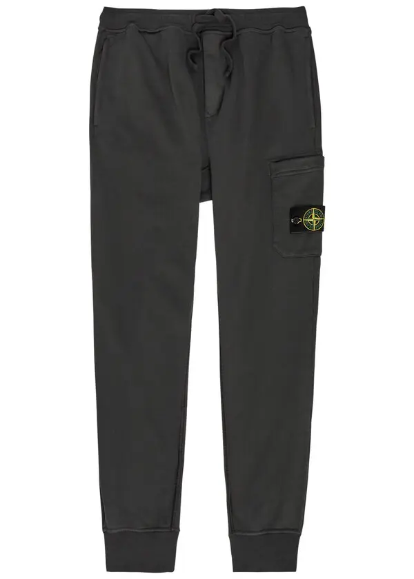 Stone Island Logo Tapered-leg Cotton Sweatpants