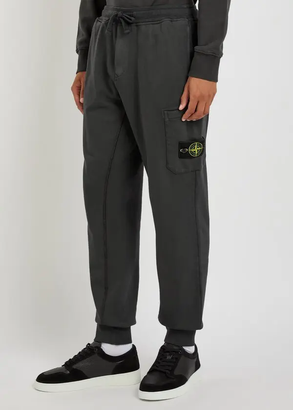 Stone Island Logo Tapered-leg Cotton Sweatpants