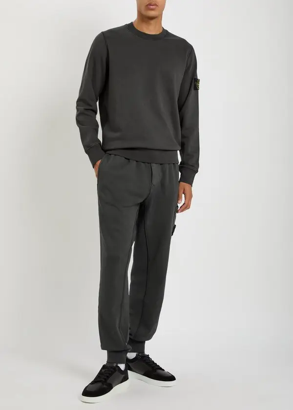 Stone Island Logo Tapered-leg Cotton Sweatpants
