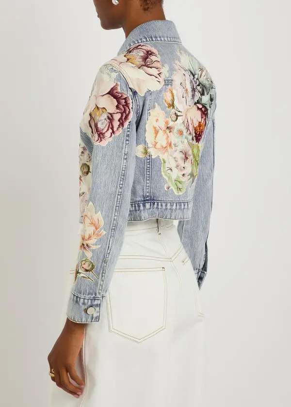 Alice + Olivia Floral-appliquéd Cropped Jacket