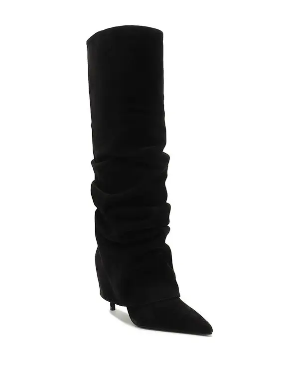 Schutz Mikki Up Cloak Suede Knee High Boots - Black