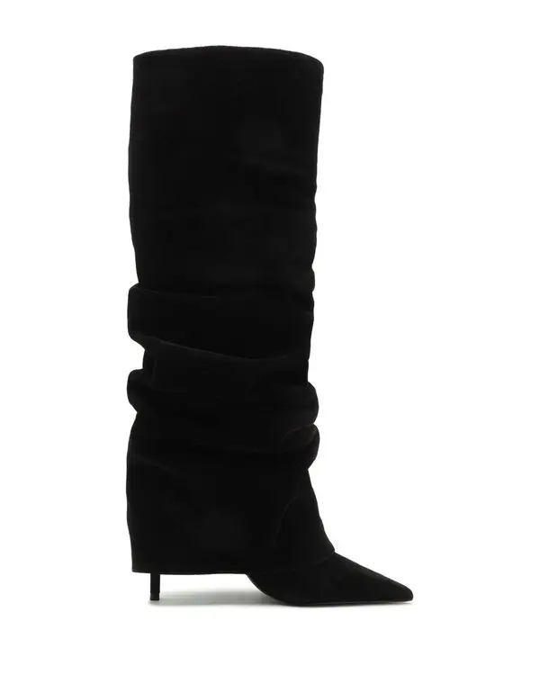 Schutz Mikki Up Cloak Suede Knee High Boots - Black