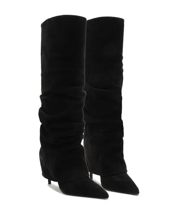 Schutz Mikki Up Cloak Suede Knee High Boots - Black