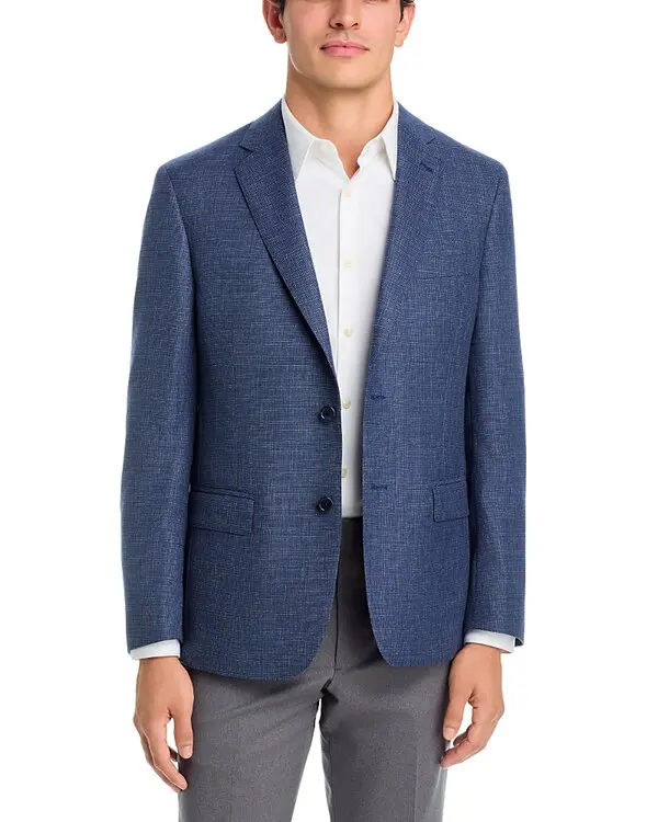 Bloomingdale'S Classic Melange Hopsack Solid Wool Jacket - Blue