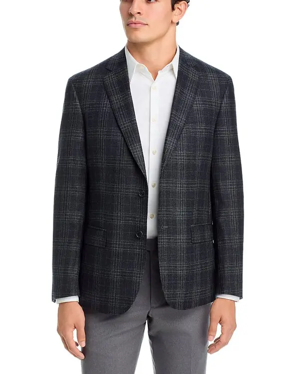 Bloomingdale'S Classic Flannel Plaid Wool Jacket