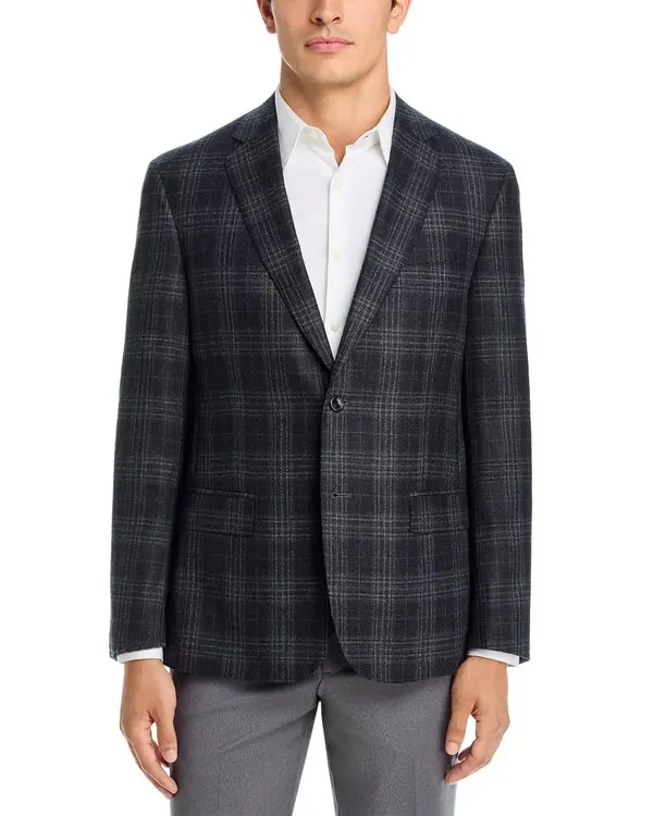 Bloomingdale'S Classic Flannel Plaid Wool Jacket