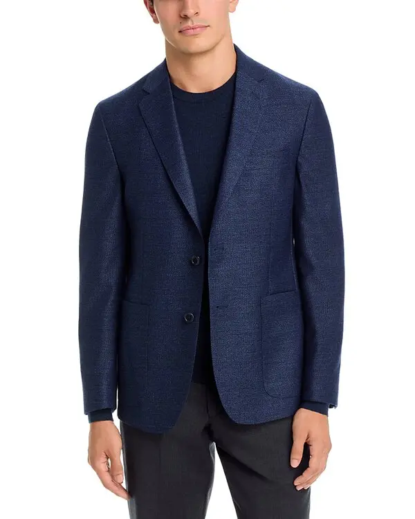 Bloomingdale'S Textured Weave Wool Blend Extra Soft Jacket - Navy
