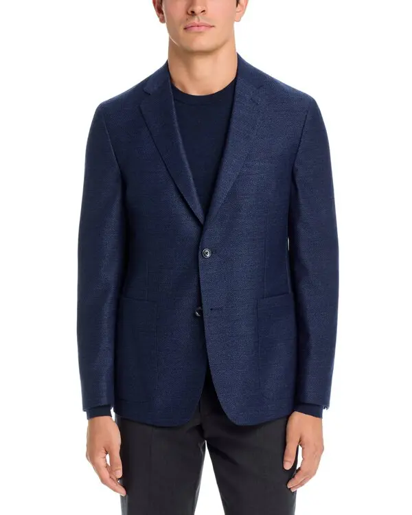 Bloomingdale'S Textured Weave Wool Blend Extra Soft Jacket - Navy