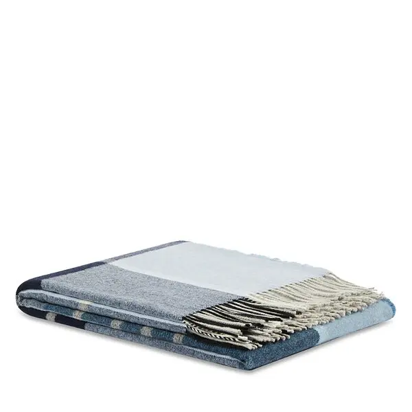 LANEROSSI Everest Plaid Cashmere Throw Blanket - Blue