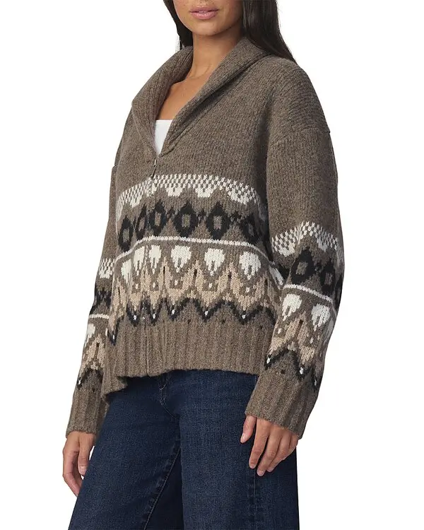 Joe's Jeans The Inga Fair Isle Zip Front Cardigan - Olive Multi