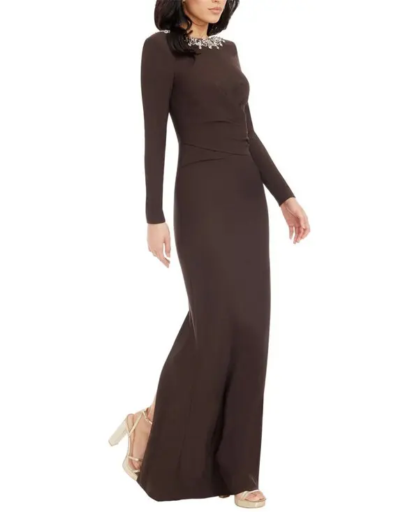 Dress The Population Anne Long Sleeve Jewel Neck Gown
