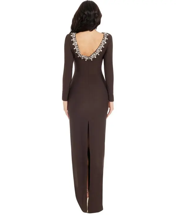 Dress The Population Anne Long Sleeve Jewel Neck Gown