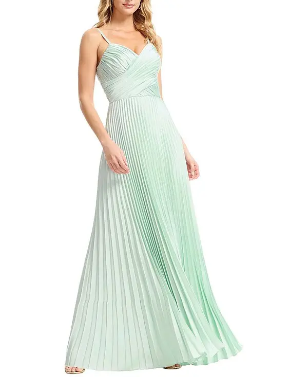 Dress The Population Sweetheart Spaghetti Strap Pleated Gown - Mint