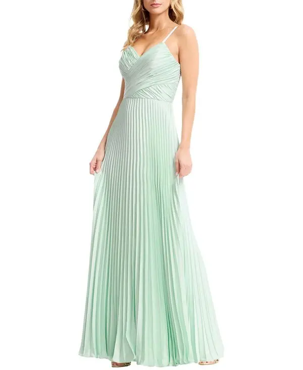 Dress The Population Sweetheart Spaghetti Strap Pleated Gown - Mint