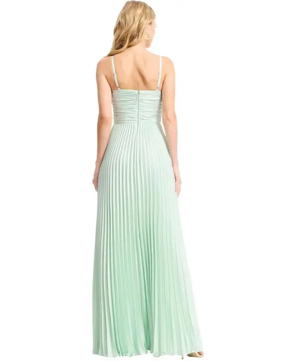 Dress The Population Sweetheart Spaghetti Strap Pleated Gown - Mint