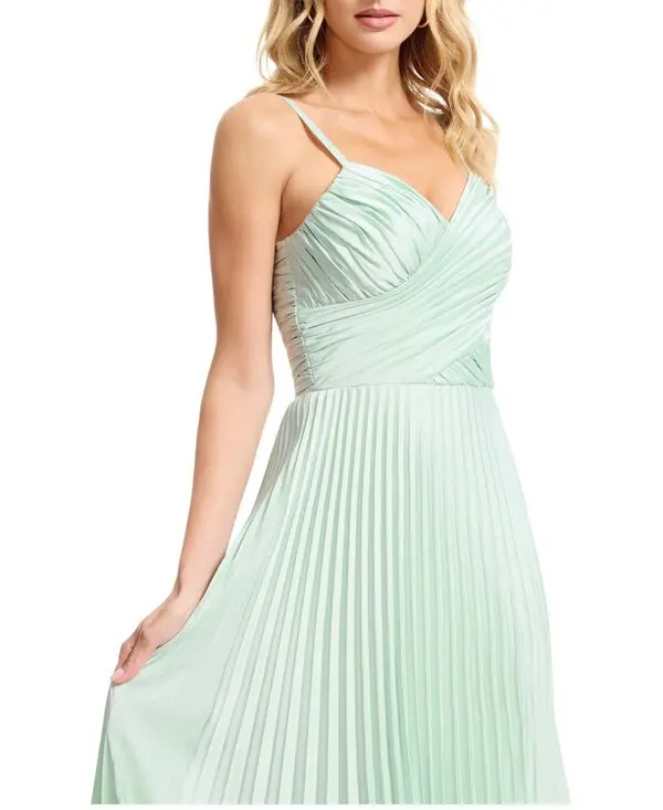 Dress The Population Sweetheart Spaghetti Strap Pleated Gown - Mint