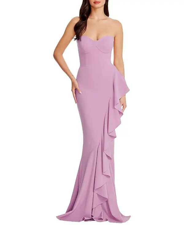Dress The Population Paris Strapless Sweetheart Cascade Ruffle Gown