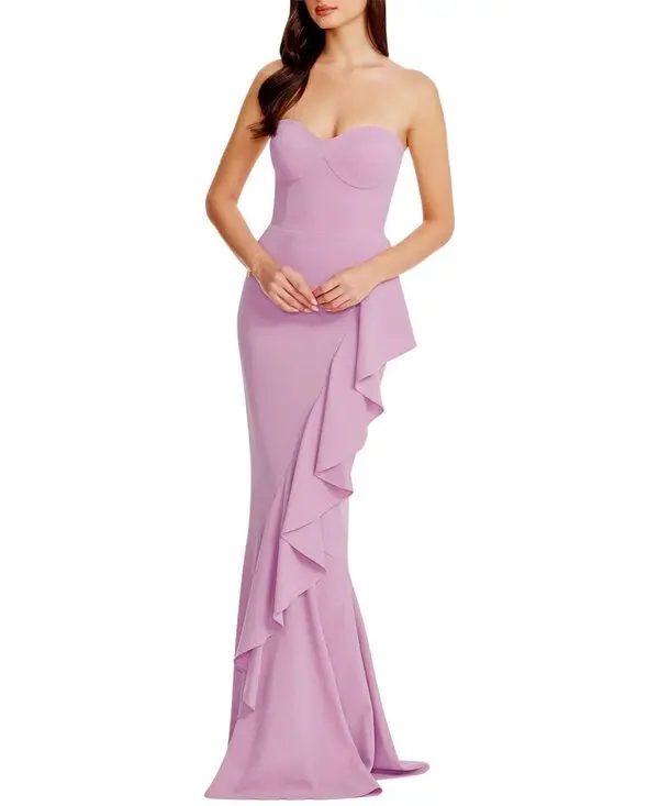 Dress The Population Paris Strapless Sweetheart Cascade Ruffle Gown