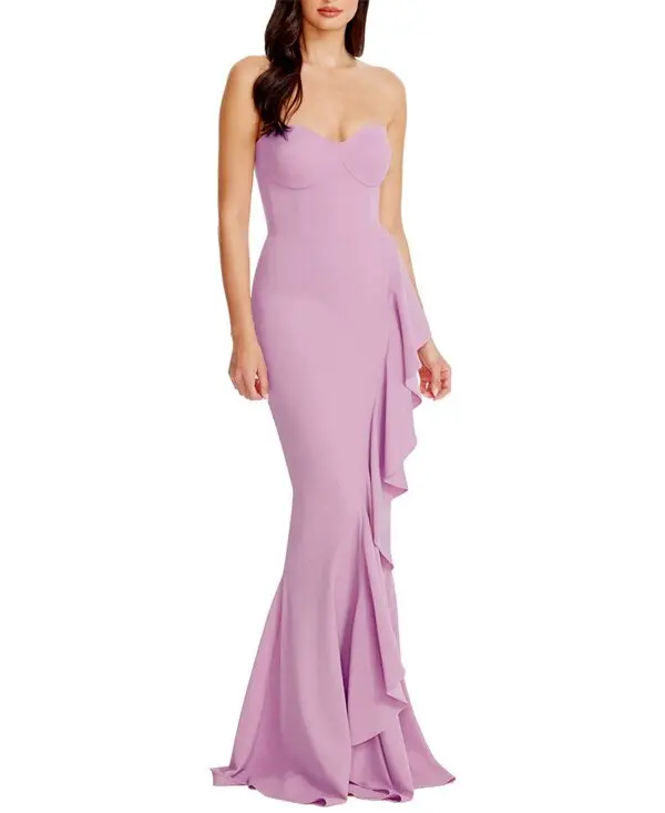 Dress The Population Paris Strapless Sweetheart Cascade Ruffle Gown