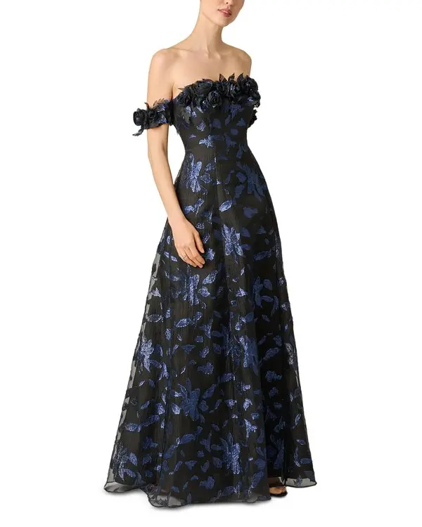 Aidan Mattox Embellished Organza Jacquard Ballgown