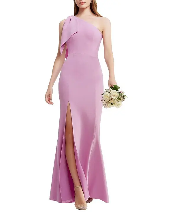 Dress The Population Georgina One Shoulder Bow Ruffle Gown - Lavender
